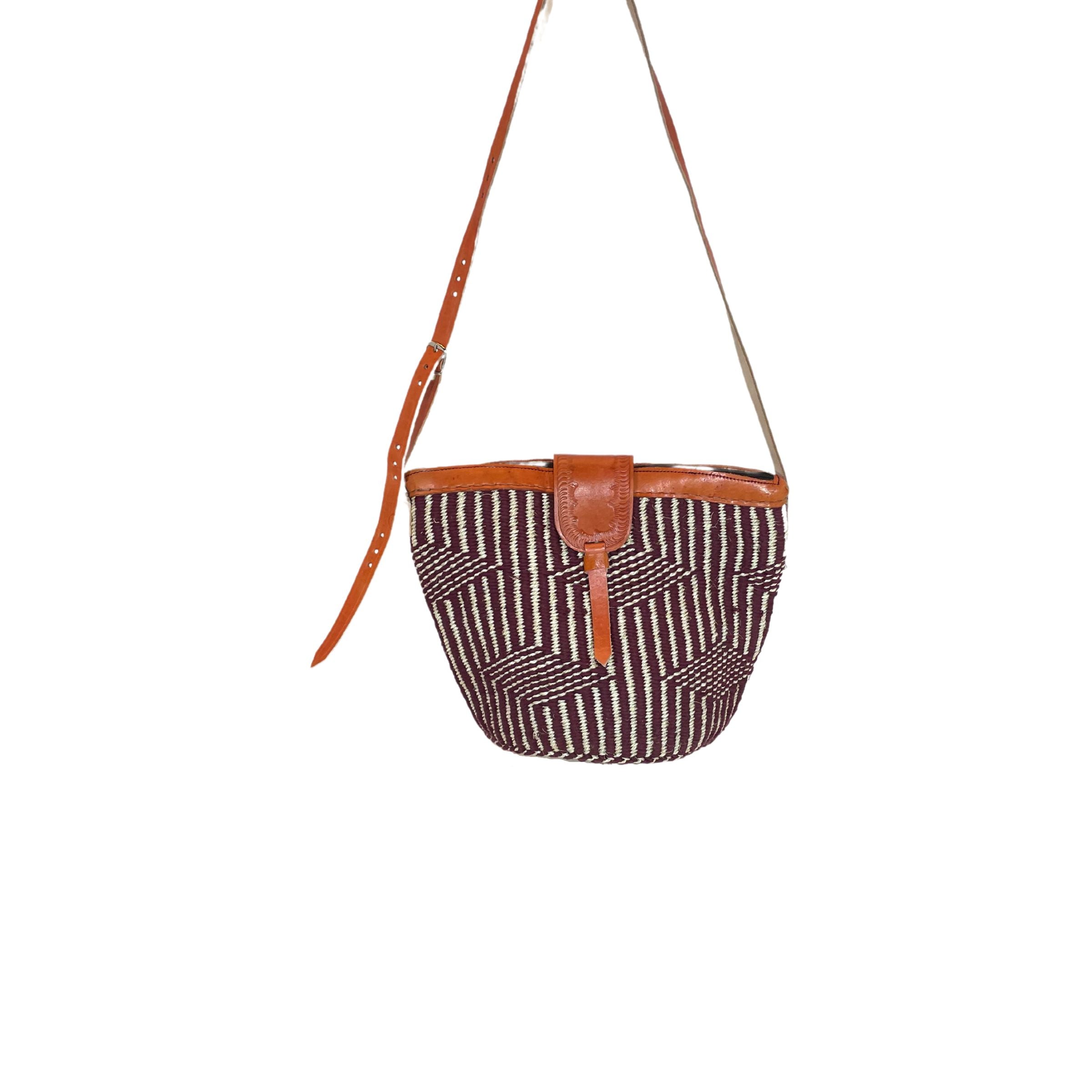 Burgundy Patterned Large Mkoba Bag - Nzuri Basket Company