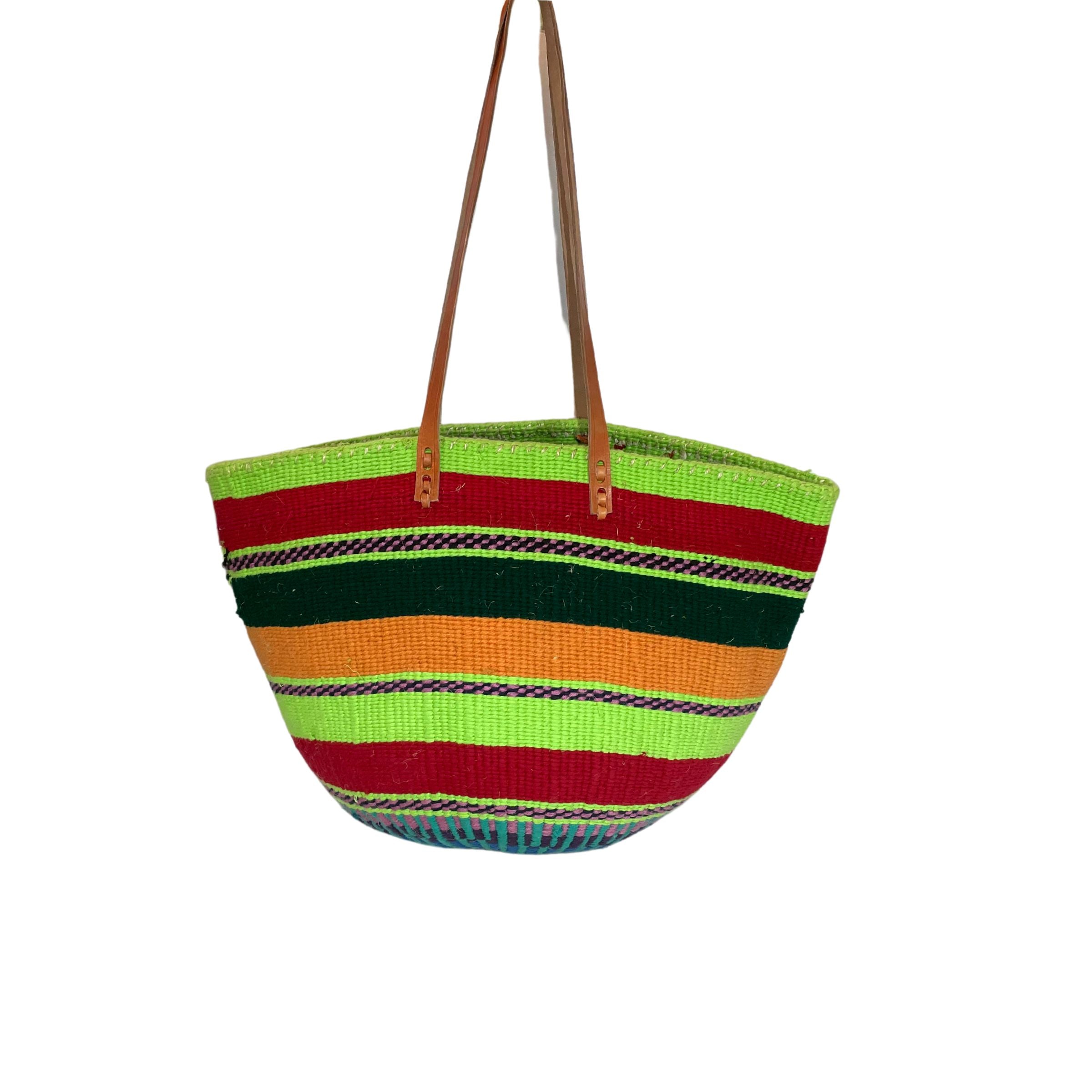 Lime Green Two Handled Pamba Basket - Nzuri Basket Company